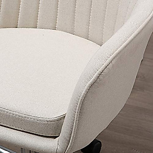 Vinsetto Mid-Back Home Office Desk Chair Swivel Armchair with Tub Shape Design & Lined Pattern Back for Living Room Home Office, Beige