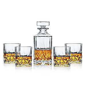 WODEXINGKO Whiskey Decanter Sets for Men, Classic Whiskey Decanter Set with Glasses, Liquor decanter for Bourbon, Scotch, Vodka - Whiskey gifts for men. Bourbon gifts for men. Transparent