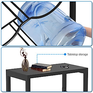 Semoprus 5 Gallon Water Bottle Holder for 6 Bottles, 3 Tiers Heavy-Duty Water Cooler Jug Rack with Reinforcement Frame for Home, Office, Restaurant, Black