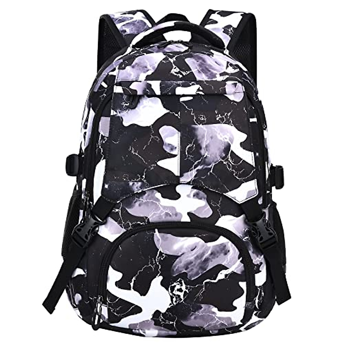 XLERHAZO School Backpack Camouflage Backpack Water Repellent Casual Daypack Lightweight Bookbags for Boys Girls (AX Camo Black)