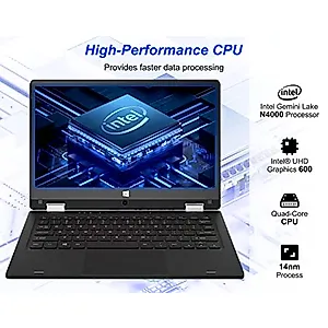 MELIUNA 2 in 1 Laptop Computer, 11.6" Touchscreen FHD Display, Intel Celeron N4000, 4GB DDR4, 128GB eMMC, Intel UHD Graphics 600, Window 11 Laptop, Quad-Core, USB3.0, Supports 1TB SSD Espandsion