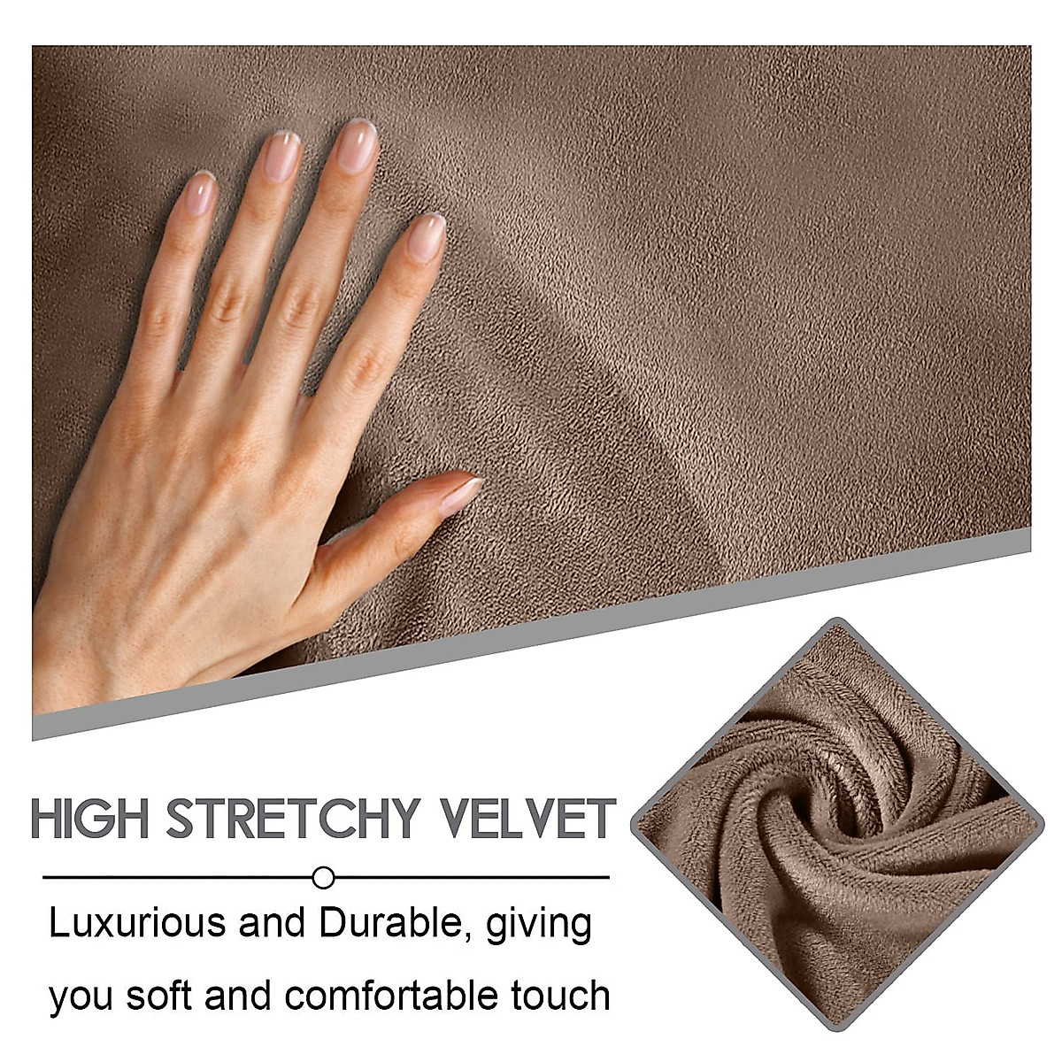 ULTICOR Velvet 8-Pieces Recliner Sofa Covers Stretch Reclining Couch Covers for 3 Cushion Reclining Sofa Slipcovers Furniture Covers Thick Soft Washable (3 Seater Recliner Cover, Sand)