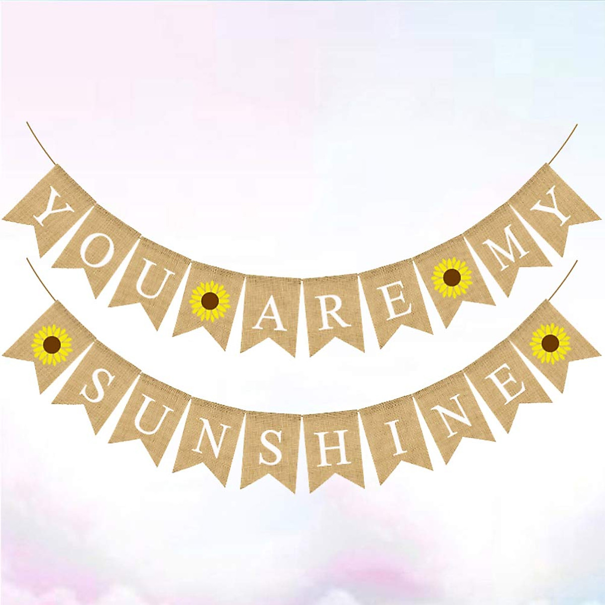Amosfun You are My Sunshine Banner Sunflower Burlap Banner Swallowtail Linen Bunting Garland for Baby Shower Kids Birhday Party Wedding Decoration