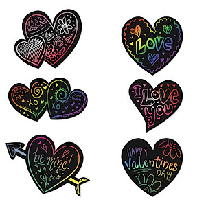 JOYIN Valentines Day Gift Cards in Heart Shape Scratch Sticker Roll, Art and Craft for Kids Party Favor, Classroom Exchange Prizes, Valentine’s Greeting Cards