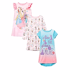 Disney Girls' Princess 3-Pack Nightgown, GIRLS RULE 2, 4