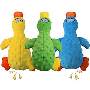 MANOPAWS 3 Pack Squeaky Dog Toys,Duck Crinkle Plush Dog Toys for Aggressive Chewers,Interactive Dog Toys for Puppy Small, Medium and Large Dogs Teething/Entertaining/Reduce Boredom