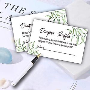 50 Greenery Diaper Raffle Tickets for Girl or Boy Baby Shower Invitations, Baby Shower Games, 3.5" x 2" with Name Line