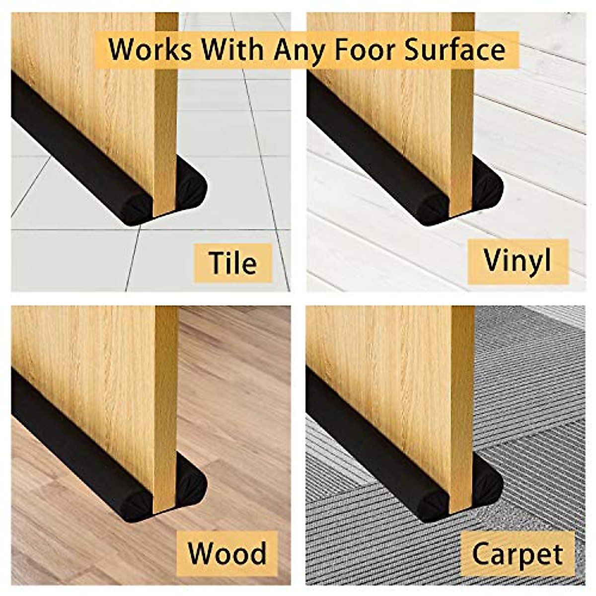 Door Draft Stopper,Under Door Blocker Size of MUOVE Adjustable Size from 32" to 36"，Cover Gap Up to 1.4"，Air Door Guard Sound Blocker Door Sweep, Water-Proof, Winter-Proof, Block Light，Energy Saving