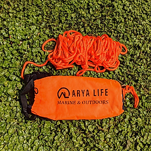 Arya Life Throw Rope Rescue Bag with 70ft of Marine Rope. Throwable Rescue Ropes for Kayaking, Boating and Ice Fishing. High Visibility Safety Equipment for Kayak and Boat Emergency