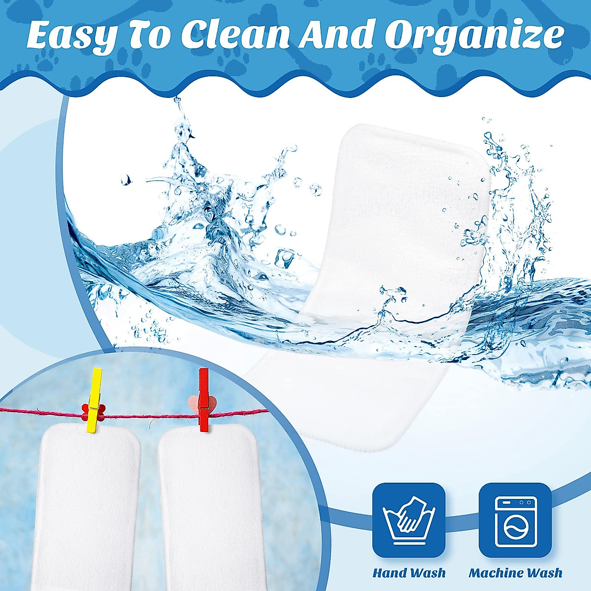 Tondiamo 20 Pieces Dog Diaper Pads Washable Reusable Replaceable Diapers Liner Pads for Small Medium Dog (Male, Medium) white