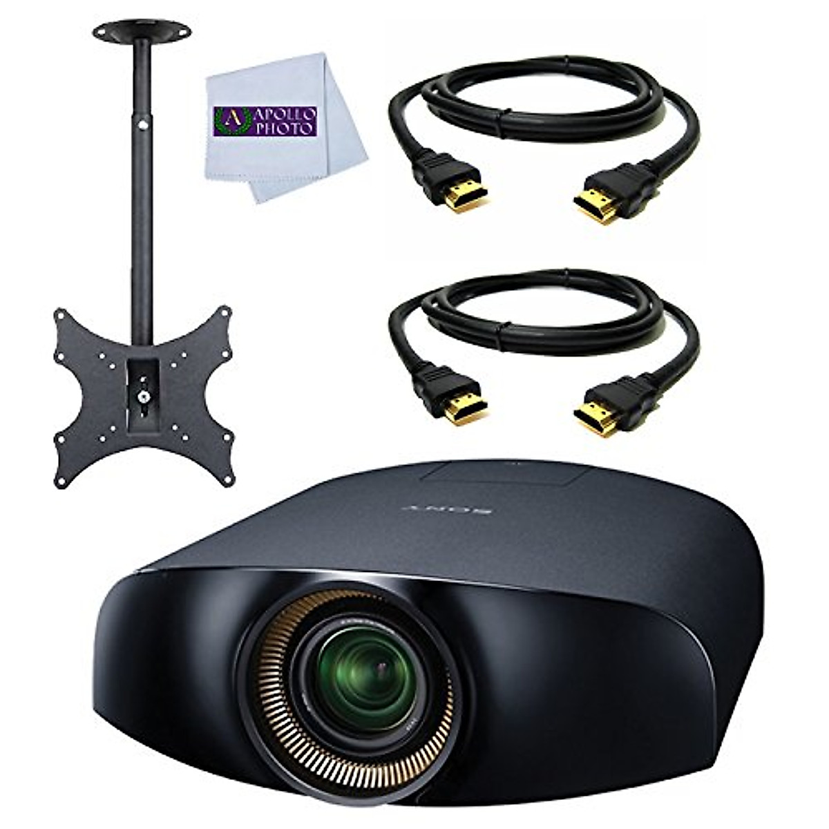VPL-VW1000ES 4K Home Theater ES Projector + TUFF MOUNT C7016 Durable Ceiling TV Mount for 13-Inch to 37-Inch Displays + 2 HDMI Cables