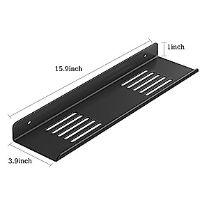 SDlemeiy Floating Shelves Wall Mounted Bathroom Shelf，Wall Mounted Hanging Shelves，Metal Display Wall Shelf,Wall Mounted，Carbon Steel Material (Black, 15.9inch)