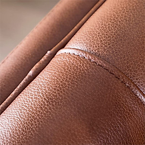 Nice Link Home Furnishings Rex Mid-Century Leather Sofa in Cobblestone Brown