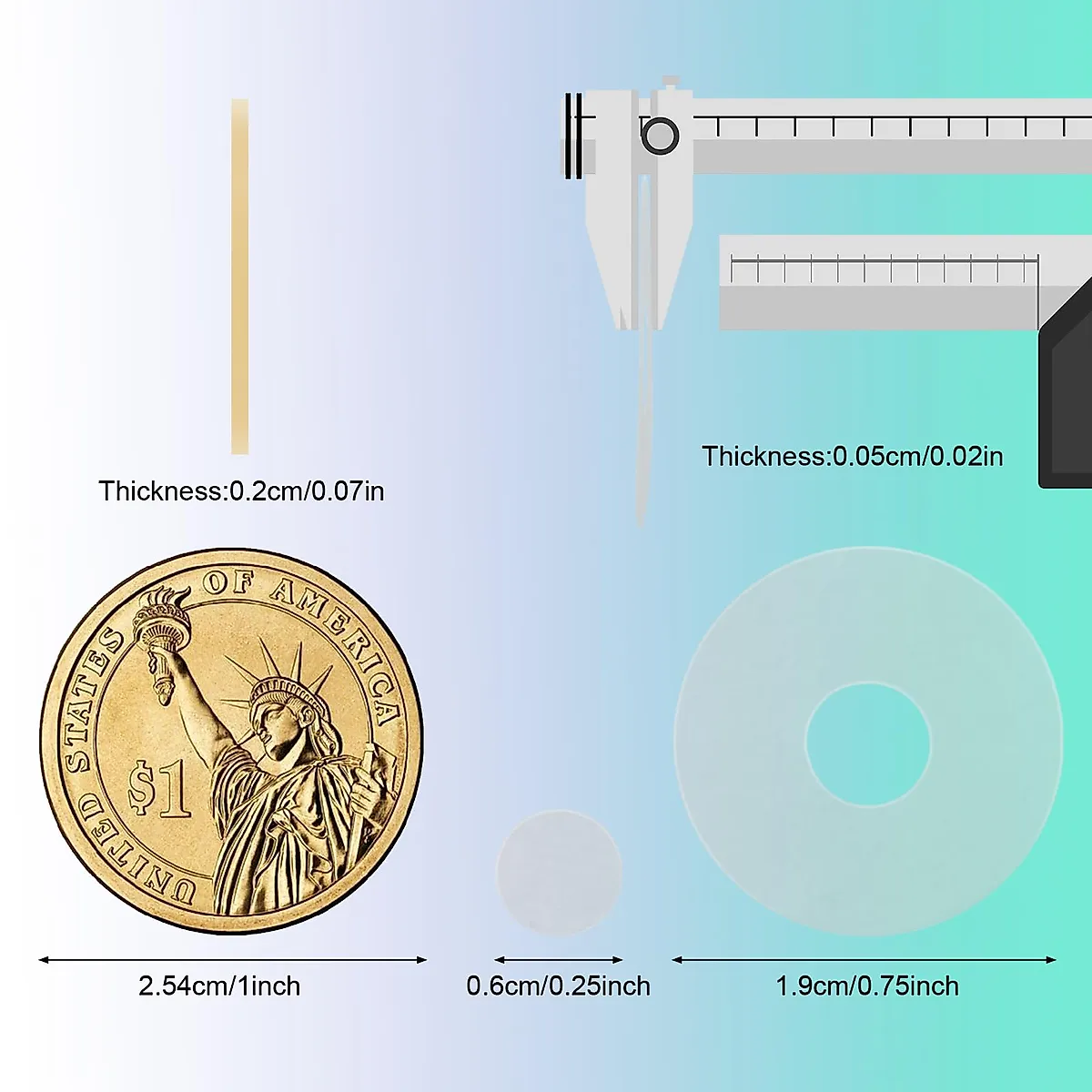 100 Pieces Ruler Grips, Transparent Strong Adhesive Silicone Ruler Rings for Quilting Rulers Quilt Templates for Sewing Rulers Quilting Templates 3/4 Inch and 1/4 Inch