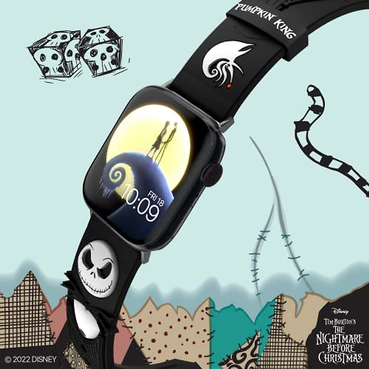 The Nightmare Before Christmas Smartwatch Band Collection - Officially Licensed, Compatible with Every Size & Series of Apple Watch (not included)