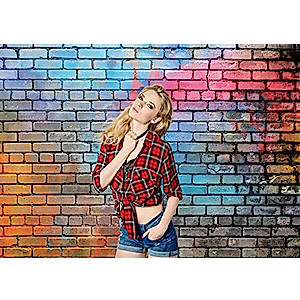 AIIKES 7x5FT Colorful Brick Wall Photo Backdrop 80's Hip Hop Disco Baby Birthday Wedding Graduation Themed Party Photography Background Fashion Decor Studio Photo Booth 11-502