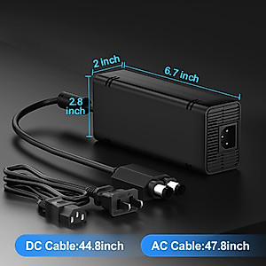 Puning Power Supply Replacement for Xbox 360 Slim Power Supply,Upgraded AC Adapter Power Supply[Advanced Quiet Edition] with Cooling Fan Compatible with Xbox 360 Slim Console(Black)
