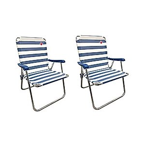 OmniCore Designs New Standard Folding Camp/Lawn Chair (2 Pack) - Blue/White