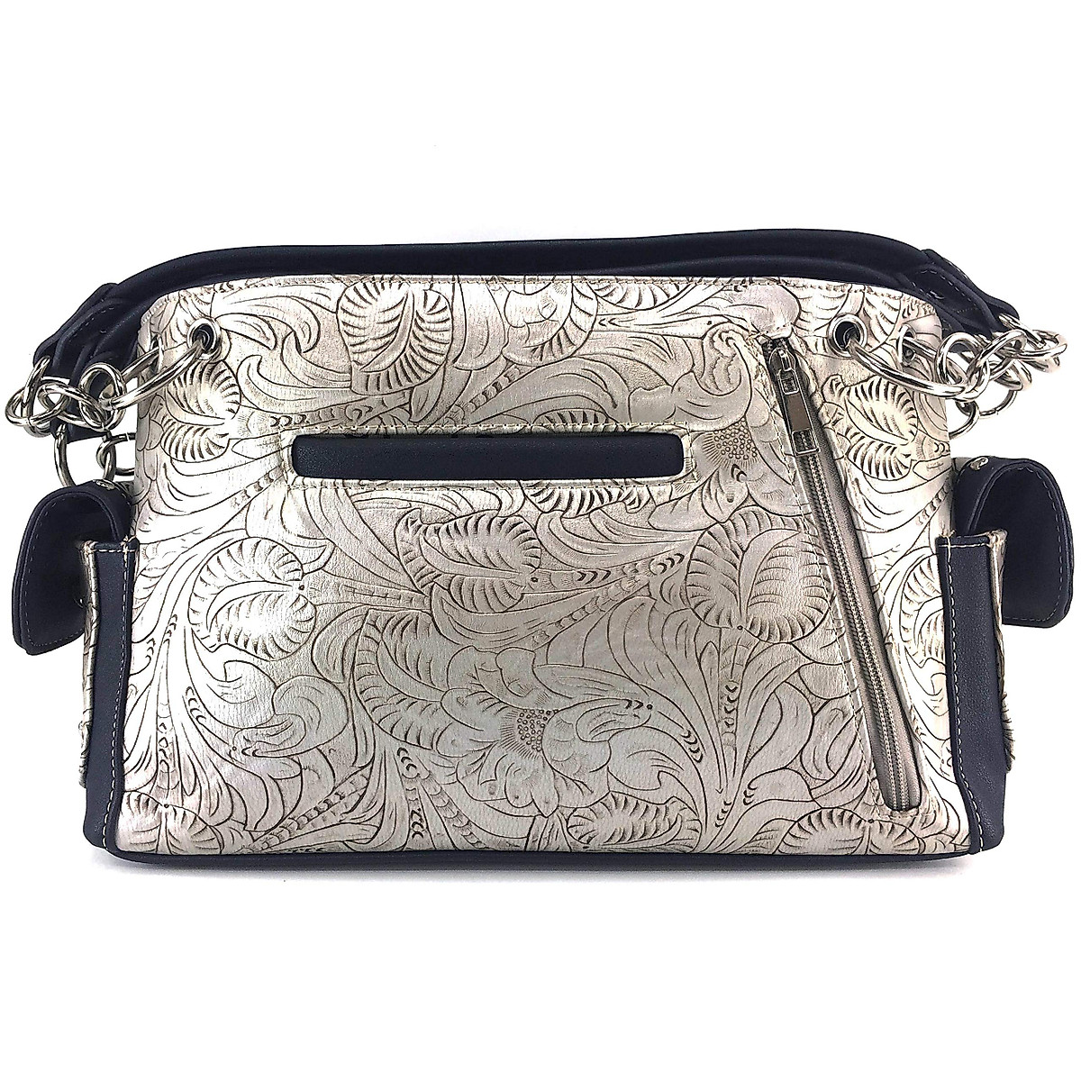 Zelris Western Turquoise Rhinestone Cross Women Conceal Carry Handbag Wallet Set (Silver)