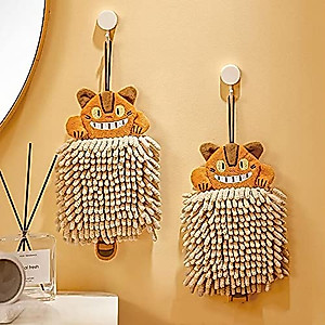 2Pcs Hand Towels for Bathroom Kitchen,Cute Cat Quick-Dry Hanging Hand Towels Decorative for Bathroom Face Towels,