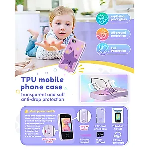 JOYJAM Phone for Kids Age 3-8,Kids Smart Phone for Girls Christmas Birthday Gifts,Toy Phone with Dual Camera Music Player Puzzle Games,Touchscreen Phone Learning Toy for 3 4 5 6 7 8 Year Old Girls