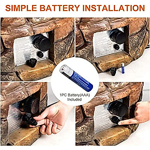 Renatone 40,000 BTU Propane Gas Fire Pit, 28 Inch Round Stone Fire Pit with PVC Cover, Lava Rock, 10ft Gas Pipe, ETL Certified, Stainless-Steel Gas Burner for Patio Garden Backyard Deck (Brown)