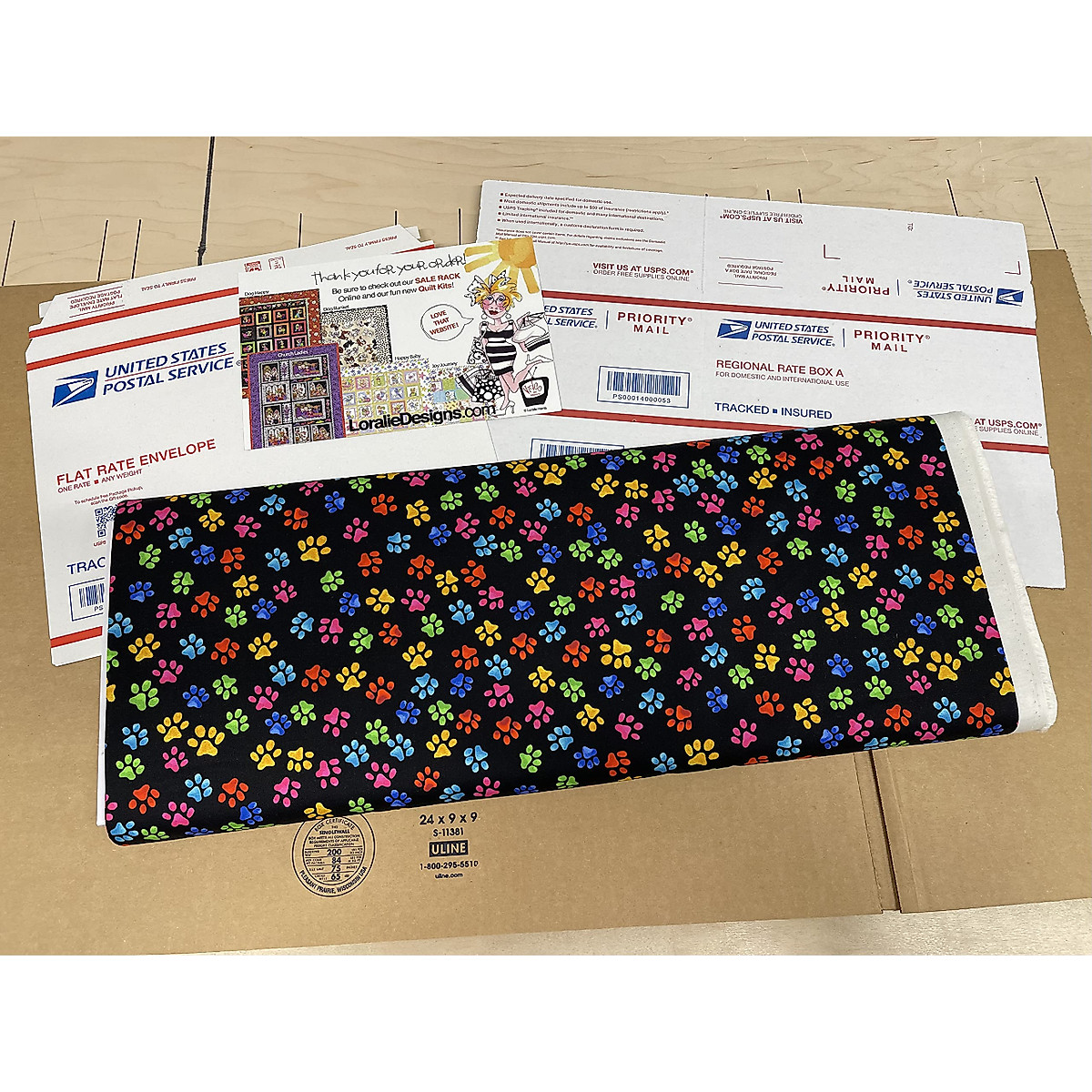 Loralie Designs Paws Black Fabric by The Yard for Quilting