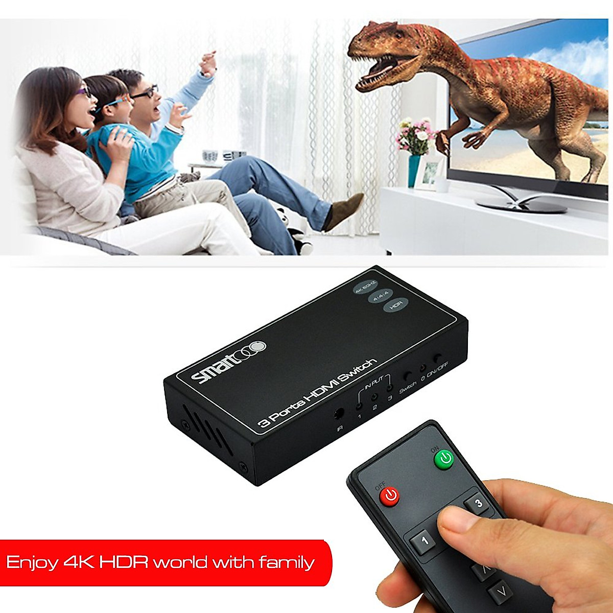 XOLORspace HDMI Switch Perfect Compatible with PS 4 PRO, Xbox One S Supports 4k 60HZ 4:4:4 8bit, Compliant with HDCP 2.2 (4K 3X1)