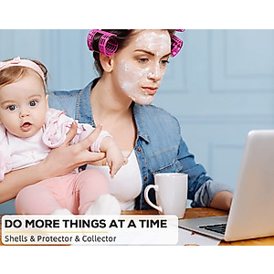 3-in-1 Breast Shells for Sore Nipples | Milk Collector | Breast Pump with Natural Suction | Fit in Bra, Kick-Proof, Not Elephant Trunk When Wearing | Nipple Shells | Anti Dirt Case | 4oz/120ml, 2Pcs