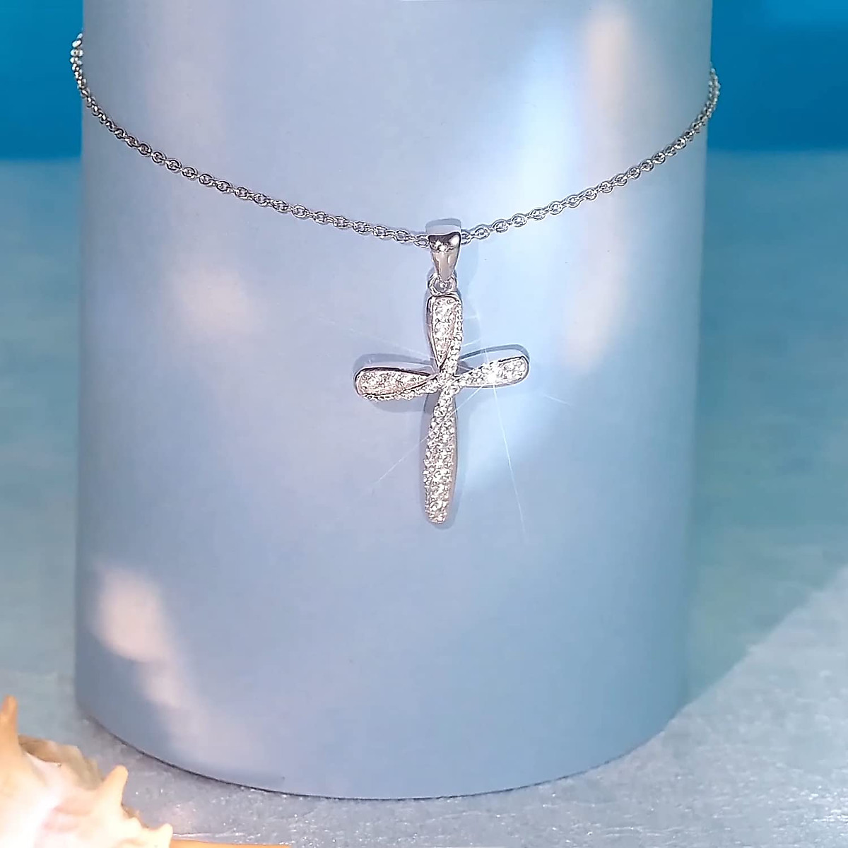 NINAMAID 925 Sterling Silver Cross Necklace for Women Mothers Day Gifts Silver Cross Necklaces Womens Jewelry Gifts for Women Mom Her