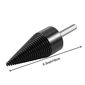 FUNSUEI 2 Pack 42 mm Firewood Log Splitter Drill Bit, Hex Shank Wood Splitter Drill bit, Portable Heavy Duty Drill Screw Cone Driver for Cutting Hickory, Oak, Sycamore, Walnut