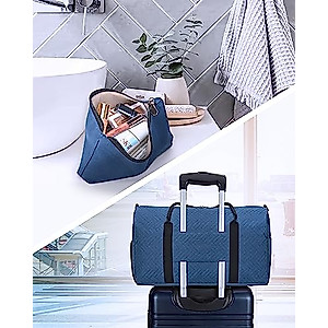 Travel Duffle Bag, BAGSMART 50L Large Carry On Bag Weekender Overnight Bag for Men Women with Cosmetic Bag & Shoes Compartment, Navy Blue