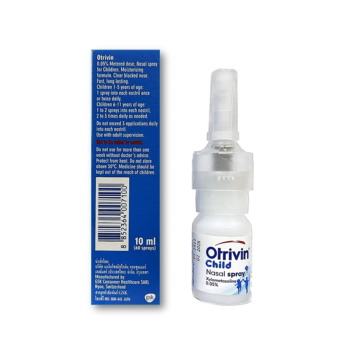 Otrivin child Nasal Spray 0.05% (60 Meterd dose, 0.33 Fluid ounzes) for Infant and Children Under 1 Year of Age and up to 6 Years of Age, Effective Unblocks Your Child's Nose Fast & Last for 12 Hours