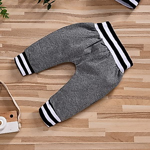 Aalizzwell Preemie Baby Boys Clothes Romper Pants Outfit Spring Fall Winter Clothing Sets (Gray, Preemie)