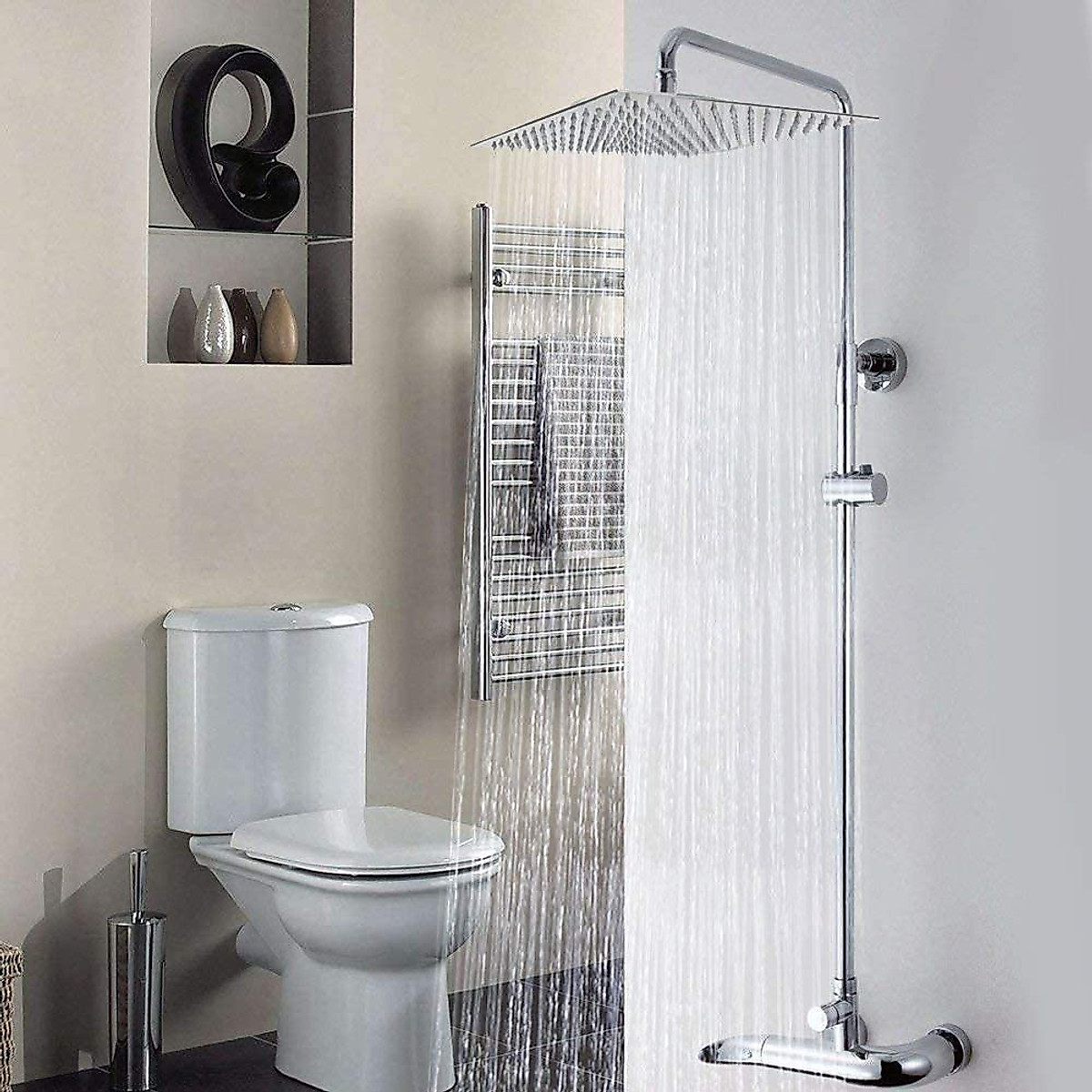 Rain Shower Head,YUNDOOM 12 Inch Shower Head 304 Stainless Steel Large Shower Head, Chrome Mirror Finishing Rainfall Shower Head,High Pressure Shower Heads,Square Shower Head And Water Fall Showerhead