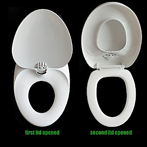 Toilet Seat with Built-In Potty Training Seat, Soft Close,Never Loosen,Removable Easy to Instal &Clean,Durable Plastic ,Fits both Adult and Child,ELONGATED, White