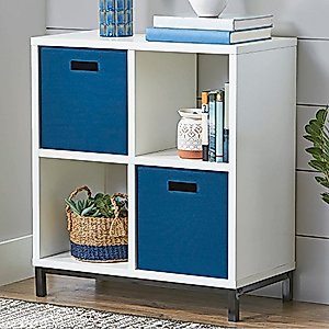 Square 4-Cube Storage Organizer with Metal Base, White