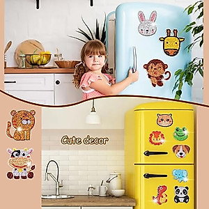 BSRESIN 12 PCS Animal Diamond Painting Magnets for Refrigerator, Diamond Painting Kits for Refrigerator Stickers, Diamond Art Craft Kits for Adults, Diamond Painting Accessories