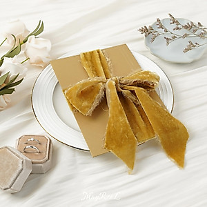 MAYREEL 2 Inch Gold Velvet Ribbon Hand Torn Golden Silk Frayed Edge for Bridal Bouquets Invitations Wedding Vow Books Gift Baskets Hair Bows 3 Yards