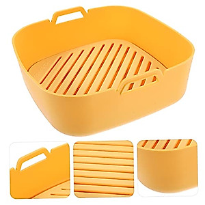 SHOWERORO Air Fryer Silicone Air Fryer Oven Air Fryer Pad Para Air Fryer Air Fryer Cooking Pot Air Fryer Pan Baking Mat Yellow To Rotate Household Silica Gel Round Cake Pans Oven Air Fryer