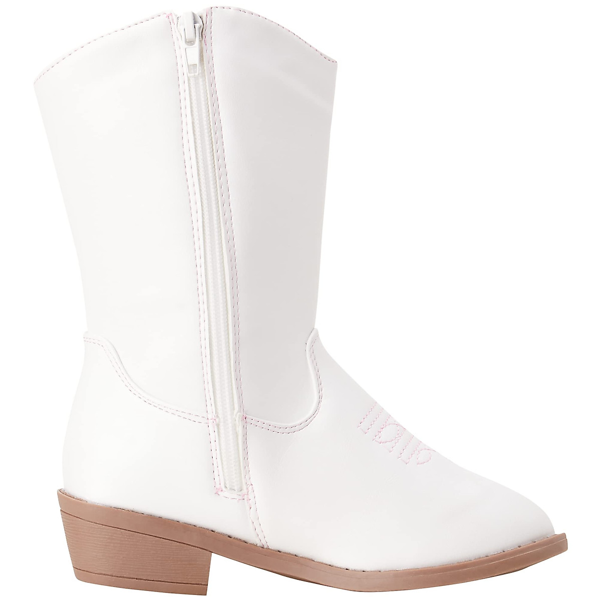 bebe Girls' Cowgirl Boots - Classic Western Cowboy Boots - Mid Calf Boots for Toddlers, Little and Big Girls (5T-7), Size 2 Little Kid, Pink/White