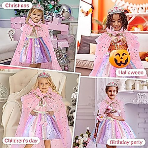EFOSHM 9PCS Princess Dress Up Clothes for Little Girls Princess Cape Set,Princess Dresses Halloween Costume Accessories Cosplay Cloak With Jewelry Tiara Crown Skirt for 3-8 Year Old Girl Holiday Gift