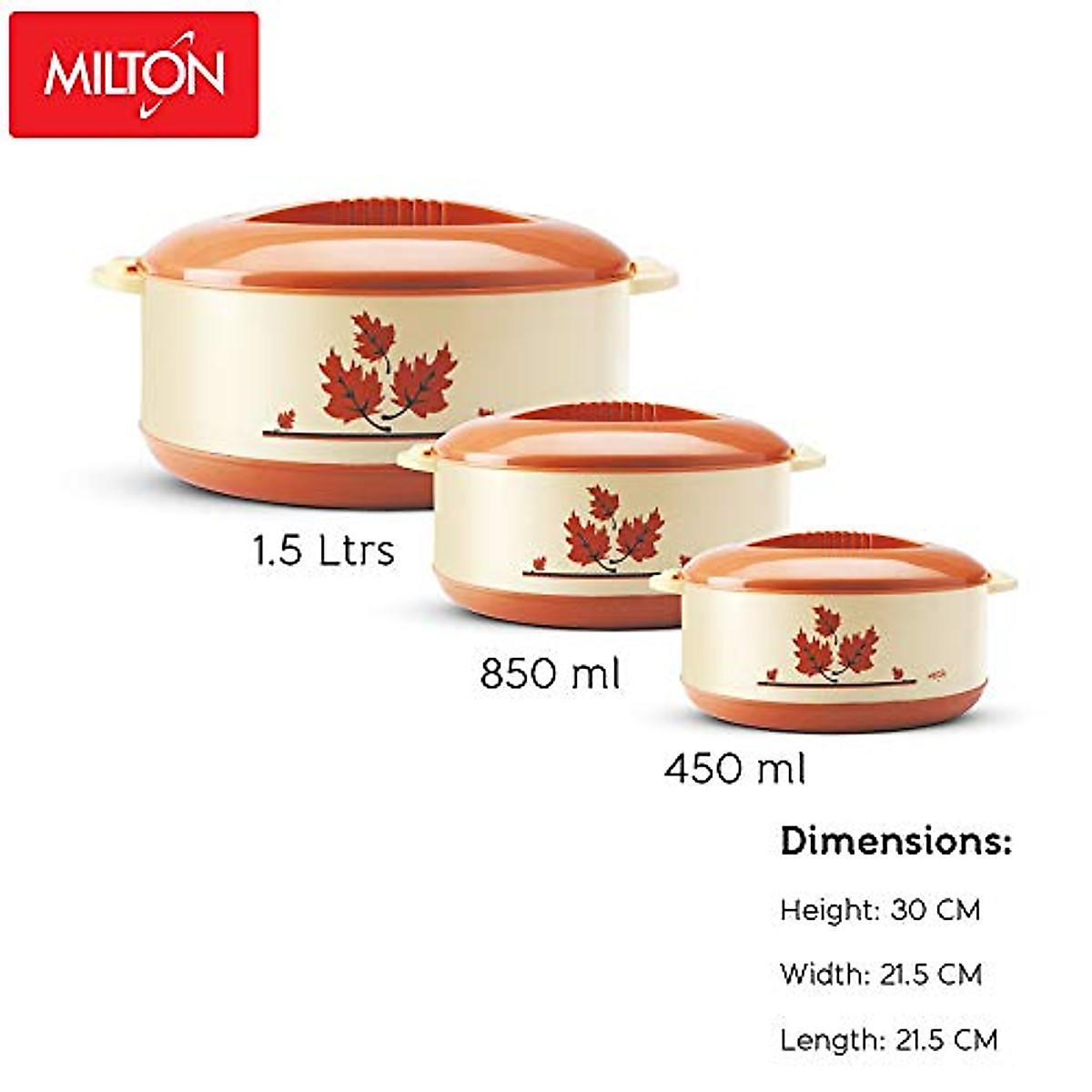 Milton Orchid Insulated Plastic Casserole Gift Set, 3-Pieces, Light Brown