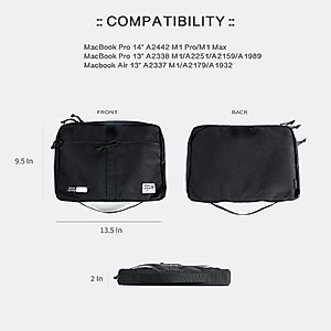 Rough Enough 13 14 Inch Laptop Sleeve Case Bag with Zipper Accessory Pocket for Notebook Computer Black Cordura