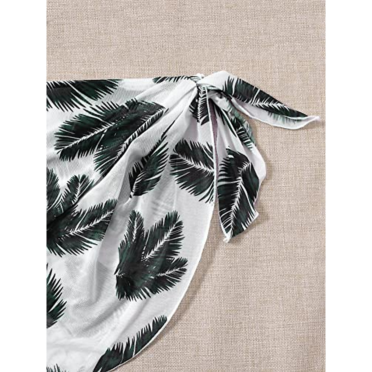 SOLY HUX Women's 3 Piece Swimsuits Print Halter Triangle Tie Side Bikini Bathing Suit with Cover Up Beach Skirt Green Tropical M