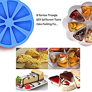 Meajore 2 Pcs Silicone Cake Scone Pan,Triangle 8 Cavity Pizza Cake Pan,Internal Diameter 4 inch Cake Pan for Brownies Muffins,Cheesecake,Cornbread Kitchen Baking Shapes (Blue)