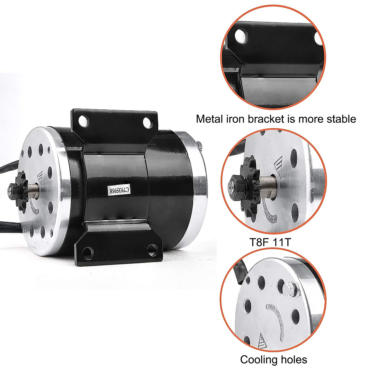 48V 1000W Brushed DC Motor High Speed Electric Motor & DC Brush Controller & Gas Accelerator Throttle & Ignition Lock for Dirt Bike e-Bike ATV Go Kart Moped Mini Bikes Motorized Bicycle