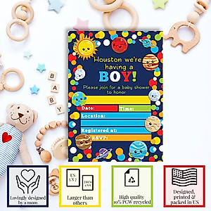 Outer Space Planets Themed Baby Sprinkle Baby Shower Invitations for Boys, 20 5x7 Fill In Cards with Twenty White Envelopes by AmandaCreation