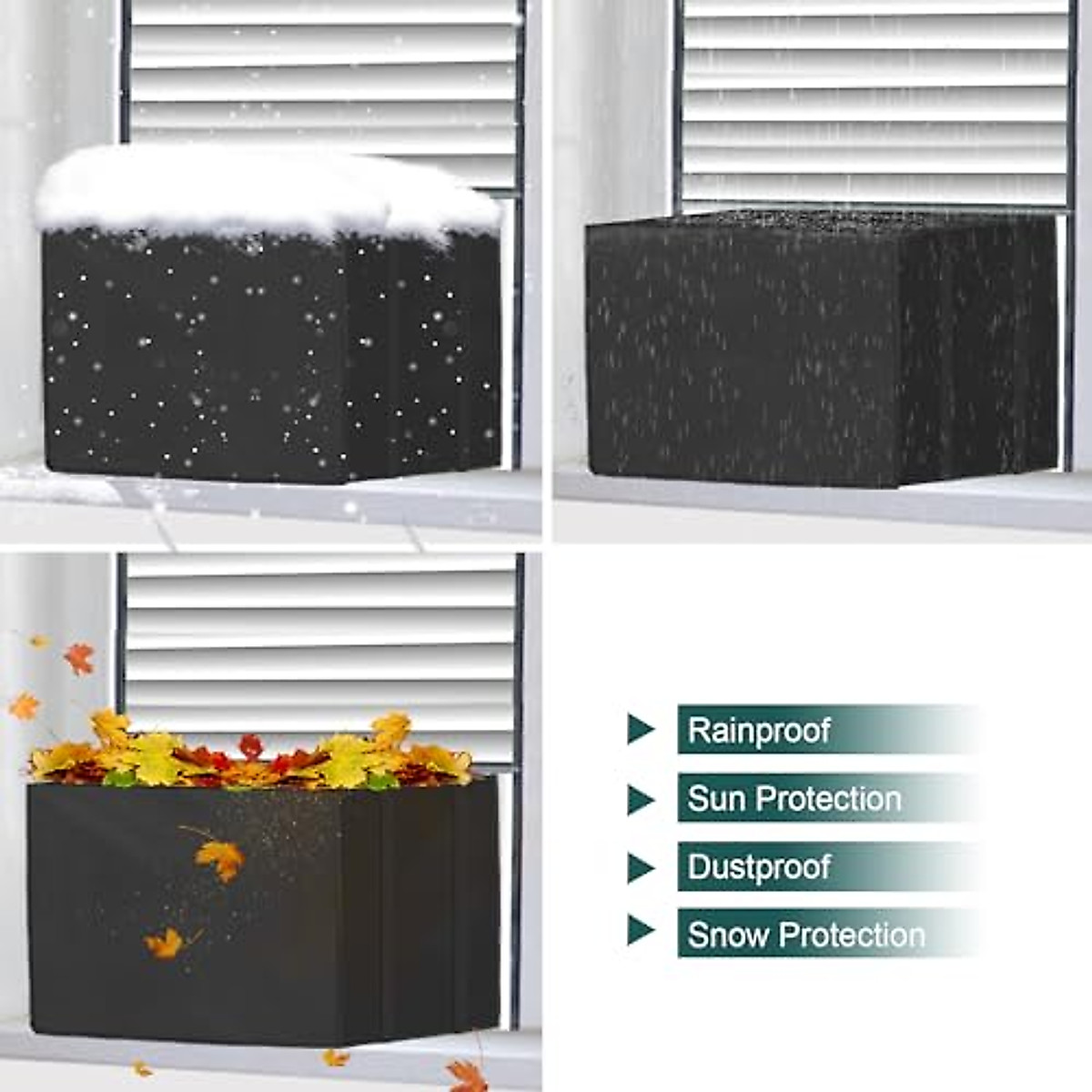 Window Air Conditioner Cover Outdoor, TRELC 600D Heavy Duty Waterproof Defender Winter AC Window Units Cover with Adjustable Straps, Bottom Covered (21.26" x 15.74" x 14.56")