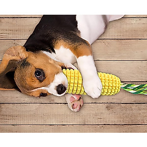 Generic Dog Chew Toys for Aggressive Chewers – 2 Pcs Set Indestructible Tough Durable Squeaky Interactive Dog Corn Stick Toys for Small Medium Large Pet Super Fun Puppy Teeth Chew, Yellow